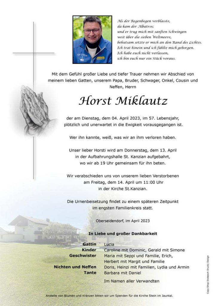 Traueranzeigen – Bestattung